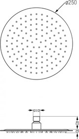 Mexen sprchová nerezová hlavice Round 25 cm, černá, 79225-70