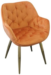 Oranžově zlatá sametová jídelní židle 81cm