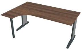 Stůl ergo oblouk pravý 180×120/80 cm - Hobis Flex FE 1800 P Dekor stolové desky: ořech, Barva nohou: černá