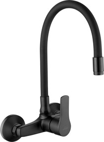 Invena Verso, nástěnná kuchyňská baterie 150mm s elastickým ramenem, černá matná, INV-BC-82-E44-L
