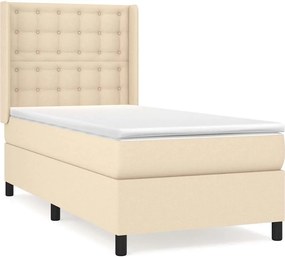 Box spring postel s matrací krémová 90x200 cm textil 3131726
