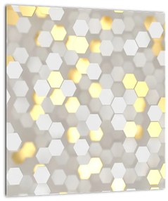 Obraz - Zlato-bílé hexagony (30x30 cm)