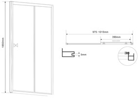 Aqualine AMADEO obdélníkový sprchový kout 1000x800 mm, L/P varianta, sklo Brick - BTS100BTP80