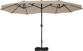Outsunny Zahradní Parasol Dvojitý Obdélníkový 4,6L x 2,7W x 2,4H m s Kličkou pro Otevírání a Zavírání, S Písky a Základem, pro Balkon a Bazén, Khaki