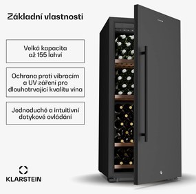 Klarstein Chladnička na víno CellarMax, 155 lahví, Kompresor, Energetická účinnost E
