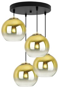 Závěsné svítidlo BERGEN GOLD, 4x zlaté/transparentní skleněné stínítko (fi 20cm), O