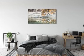 akrylový obraz tiger pití 125x50 cm