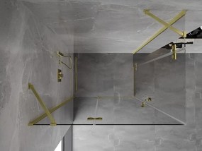 Mexen Mist-H Duo, 2-křídlý ​​výklopný sprchový kout 105 x 75 cm, čiré sklo, zlatý matný profil, 8A5-105L-075P-55-00