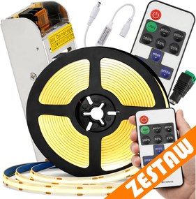 Sada LED pásků COB 12V 5m Neon 4000K 60W - zdroj + ovladač