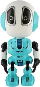 TEDDIES Robot ECHO modrý / Opakuje věty / kov / 12 cm / světlo a zvuk