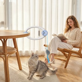 PawHut Interaktivní hračka pro kočky, USB nabíjecí, zavěšená na dveře, skákající myš pro kočky, 24,1 x 13,8 x 6,6 cm, bílá
