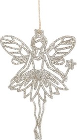 Champagne vánoční dekorace víla Fairy glitter - 9*14 cm