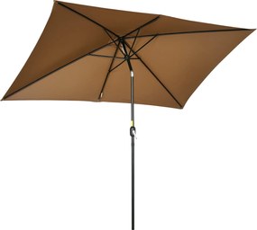 Zahradní slunečník Outsunny 202x293 cm s nastavitelným úhlem, hliníkový sloup a UV ochrana pro zahradní terasu Hnědý | Aosom