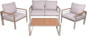 Šedý kovový zahradní lounge set pro 4 Florence – Garden Pleasure