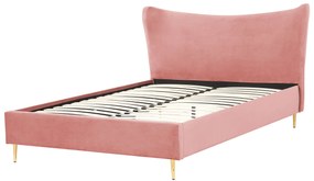 Sametová postel 160 x 200 cm růžová CHALEIX Beliani