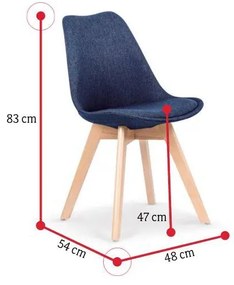 Jídelní židle K303, 48x83x54, tmavě modrá/buk