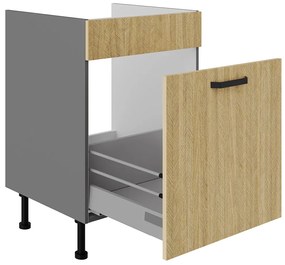 SCANDI sc | dolní skříňka 60 ZL 1S dřezová s výsuvem | 60 cm | PREMIUM BOX | šedá/rybí kost