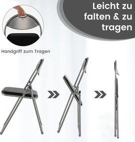 Costway Sada 6 skládacích židlí s kovovým rámem a polstrovanými sedáky