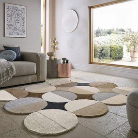 Šedobéžový ručně tkaný vlněný koberec 200x290 cm Mia Ellipse – Flair Rugs
