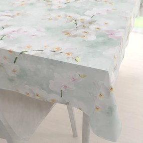 Biante Dekorační obdélníkový ubrus PM-019 Orchideje na světle zeleném 50x100 cm
