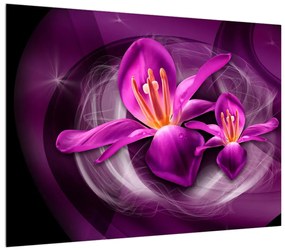 Moderní fialový obraz květů (70x50 cm)