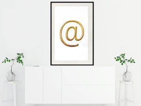 Plakát Máte zprávu - kompozice s zlatým písařským znaménkem na bílém pozadí