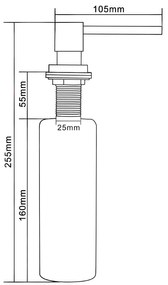 Mexen příslušenství, hranatý dávkovač saponátu do kuchyňského dřezu, béžová, 6605320-69
