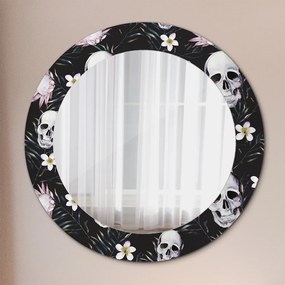 Kulaté dekorativní zrcadlo Květiny lebky fi 60 cm