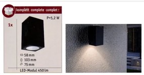 Paulmann 94327 - LED/3,8W IP44 Venkovní nástěnné svítidlo FLAME 230V antracit