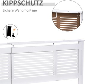 HOMCOM Rozkládací Kryt Radiátoru s Moderním Designem 139-208,5 x 20,5 x 82,5 cm MDF Bílá