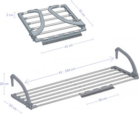 Balkonový sušák na prádlo, 41-104 cm, HENG