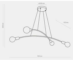 Lustr na lanku HELIX 4xE27/60W/230V zlatá