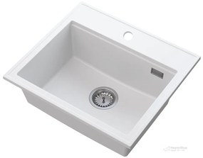 Gamma Modern 5055, 1-komorový granitový dřez 560x500x210 mm, bílá, GMA-ZM-55-WH