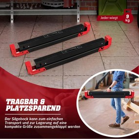 Costway Skládací pila 2 obal vyrobený z oceli 2 × 4 Podpěrná ramena 61,5–82,7 cm