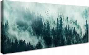 Nástěnný obraz na plátně 50x120 cm Mlžný les v dřevěném rámu