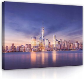 Obraz 100x75 Panorama města New York noc mrakodrapy odraz ve vodě