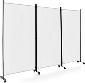 Costway 180 cm vysoká dělicí příčka na kolečkách, skládací zástěna s 3 volně