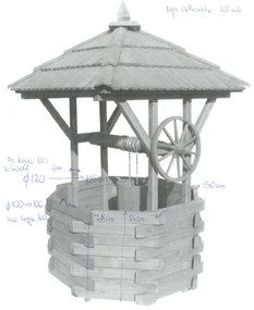 Dekorativní dřevěná studna - průměr 100 / 120 cm, výška 250 cm 1000 mm