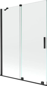 Mexen Velar výsuvná dvoudveřová vanová zástěna 130 x 150 cm, transparentní, černá - 896-130-000-01-70
