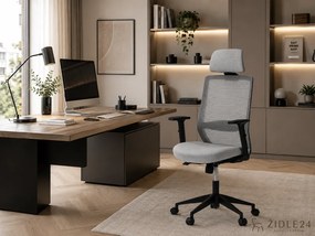 Ergonomická kancelářská židle AURELIE - šedá síťovina