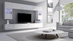 Gib Meble Obývací stěna Calabrini 6 Barva: Bílá/bílý lesk, Osvětlení: Bez osvětlení