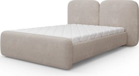 Postel Ollival 140x200 s kovovým roštem a úložným prostorem, béžový velur