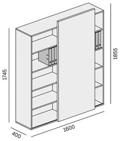 PLAN Skříň vysoká otevřená BLOCK Wood, grafitová