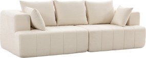 HOMCOM 3-místná pohovka z čenilu 248 cm, moderní obývací pokojová pohovka, široké polstrované sedátko, polštáře s kapesními pružinami, béžová