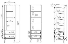 Vitrína s prosklenou částí MADO - modrá