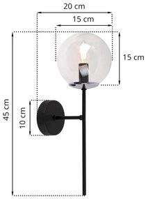 Nástěnné svítidlo Paris, 1x čiré skleněné stínítko, B/CH