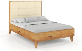 Dubová postel s čalouněným čelem Frida - bezbarvý olej   Dub přírodní 140x200 cm