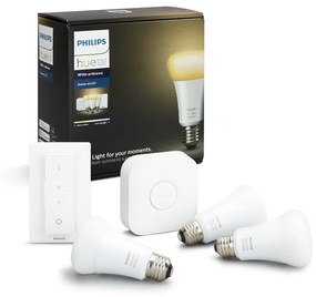 Hue LED žárovka White Ambiance 3xE27/A19 9,5W starter kit 8718696728925 2200K-6500K + Bridge + Dimmer Switch