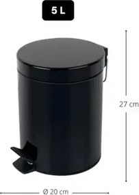 Spirella SYDNEY pedálový odpadkový koš 5 L černá / ocel