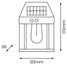Exteriérové ​​solární nástěnné svítidlo Filo1, 1x transparentní/černé plastové stínítko, pohybový senzor